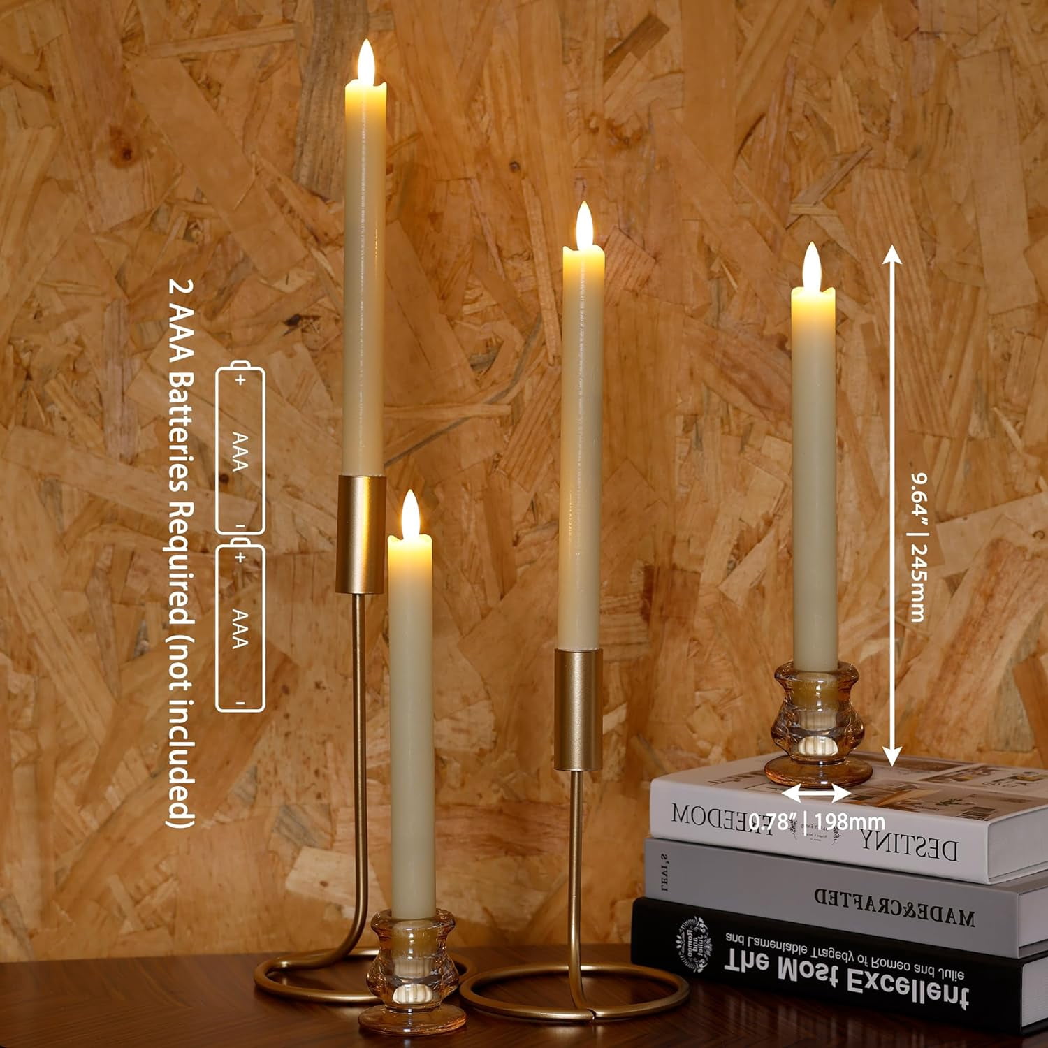 TRA-Flameless Taper Candles with Two Rmote, 9.6" Real Wax Battery ...