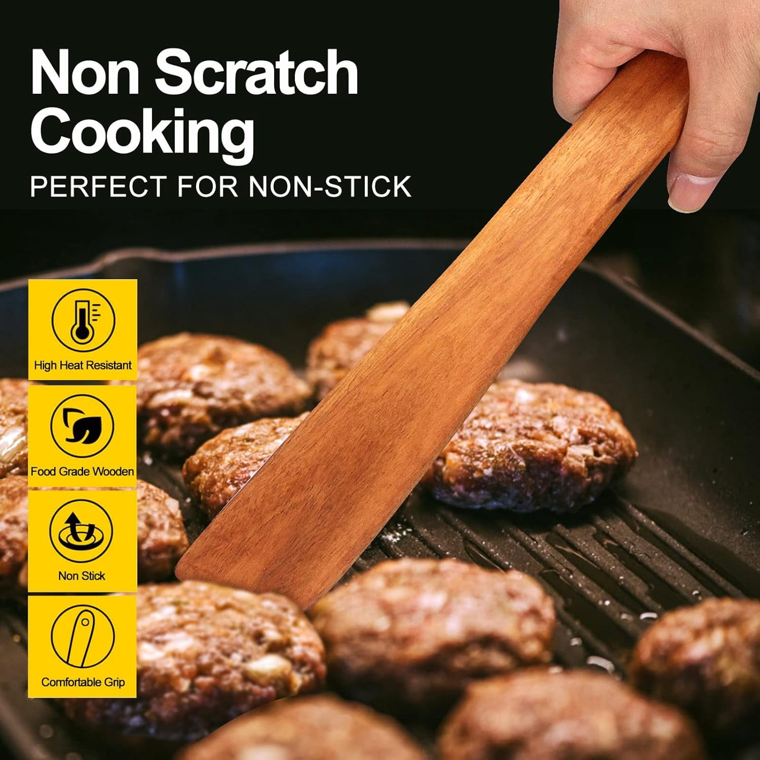 TRA-Flat Wooden Spatula for Kitchen Utensil Spurtle Kitchen Tool Turner ...