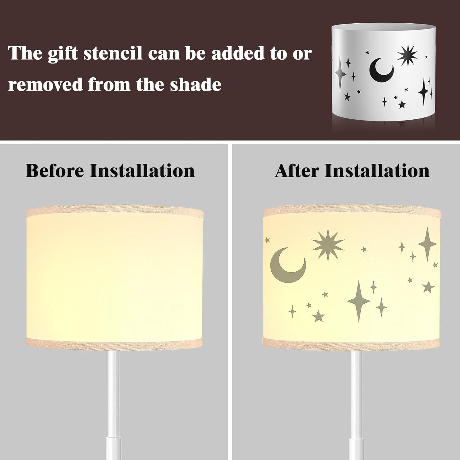 TRA-Floor Lamp for Living Room Bedroom with Lampshade Stencil, 65 ...
