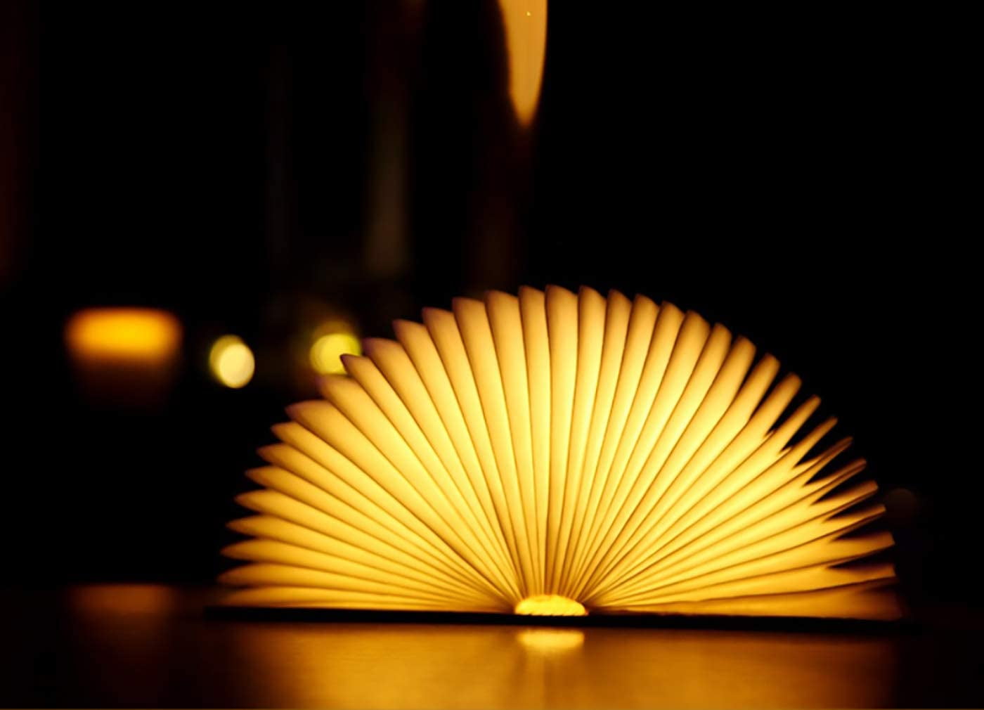 TRA-Folding Book Lamp Wooden, Book Light, USB Rechargable Book Shaped ...