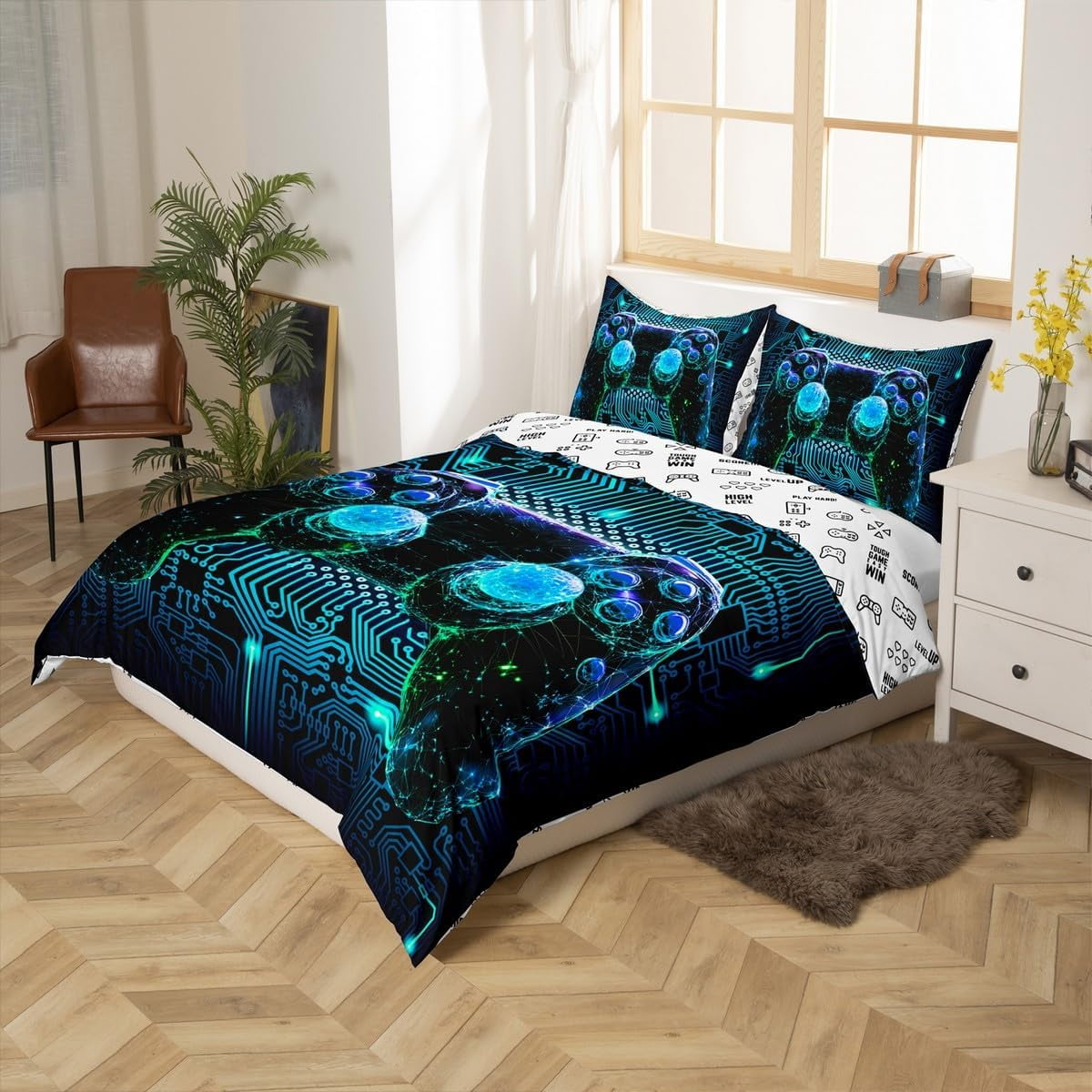 TRA-Gaming Bedding Set Full Size Kids Boys Video Game Gamepad Duvet ...