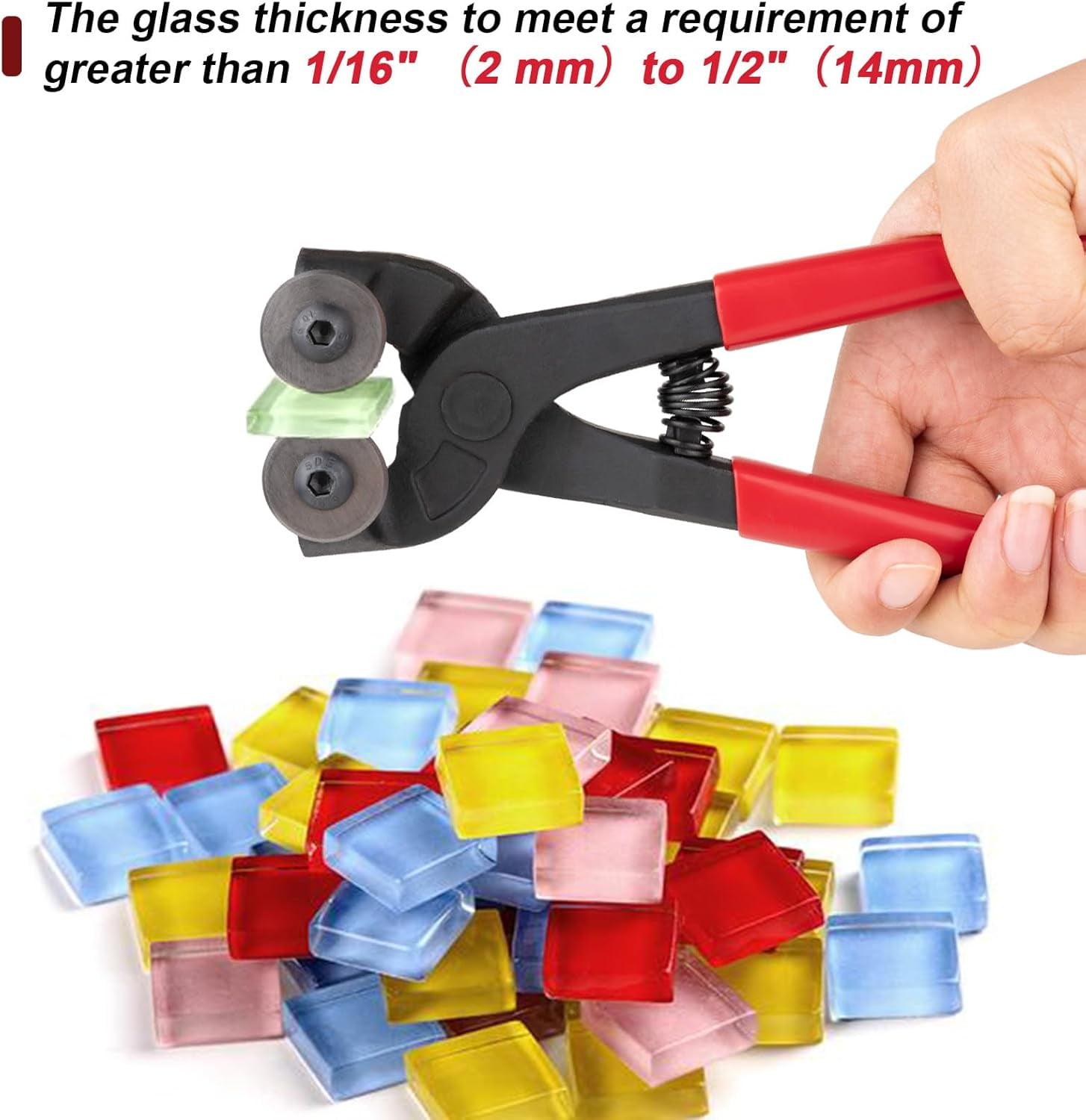 TRA-Glass Tile Nippers Heavy Duty, 7" Wheeled Glass Mosaic Tile Cutters ...