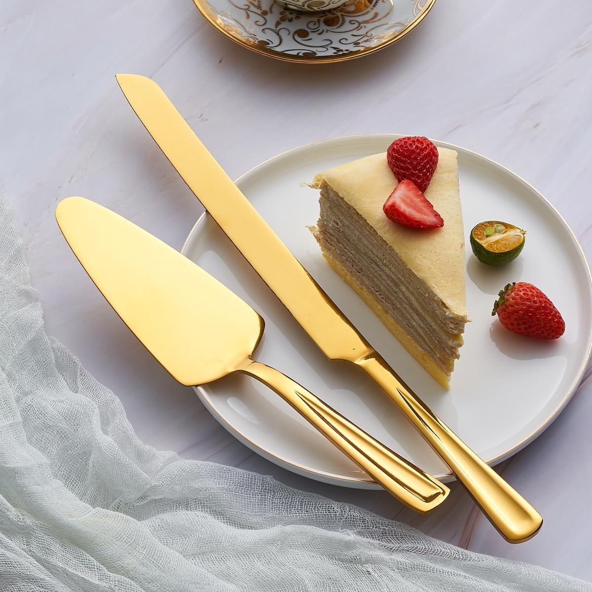 TRA-Gold Cake Knife and Server Set, 13-inch Stainless Steel Cake ...