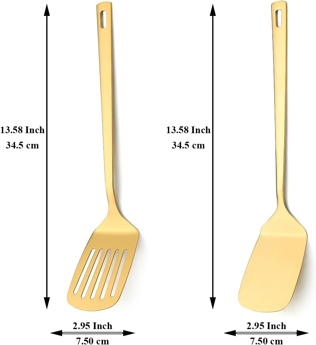 TRA-Gold Spatulas Set of 2, Stainless Steel Spatula, Metal Spatulas ...