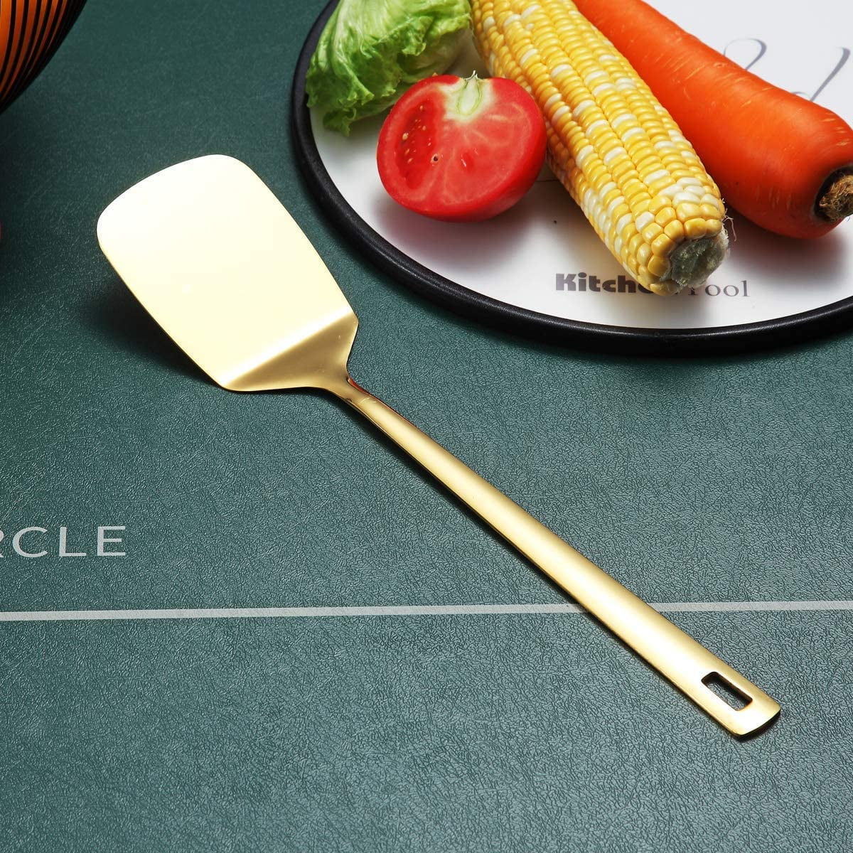 TRA-Gold Spatulas, Solid Turner Titanium Gold Plating,Barbecue Spatulas, Metal Spatulas Turner ...