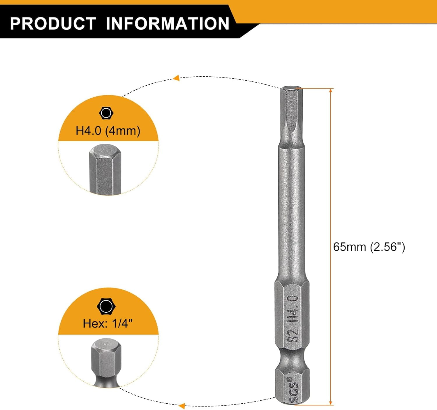 TRA-H4.0 Hex Head Drill Bit Wrench 4mm Metric Flat Tip 1/4" Hex Shank ...
