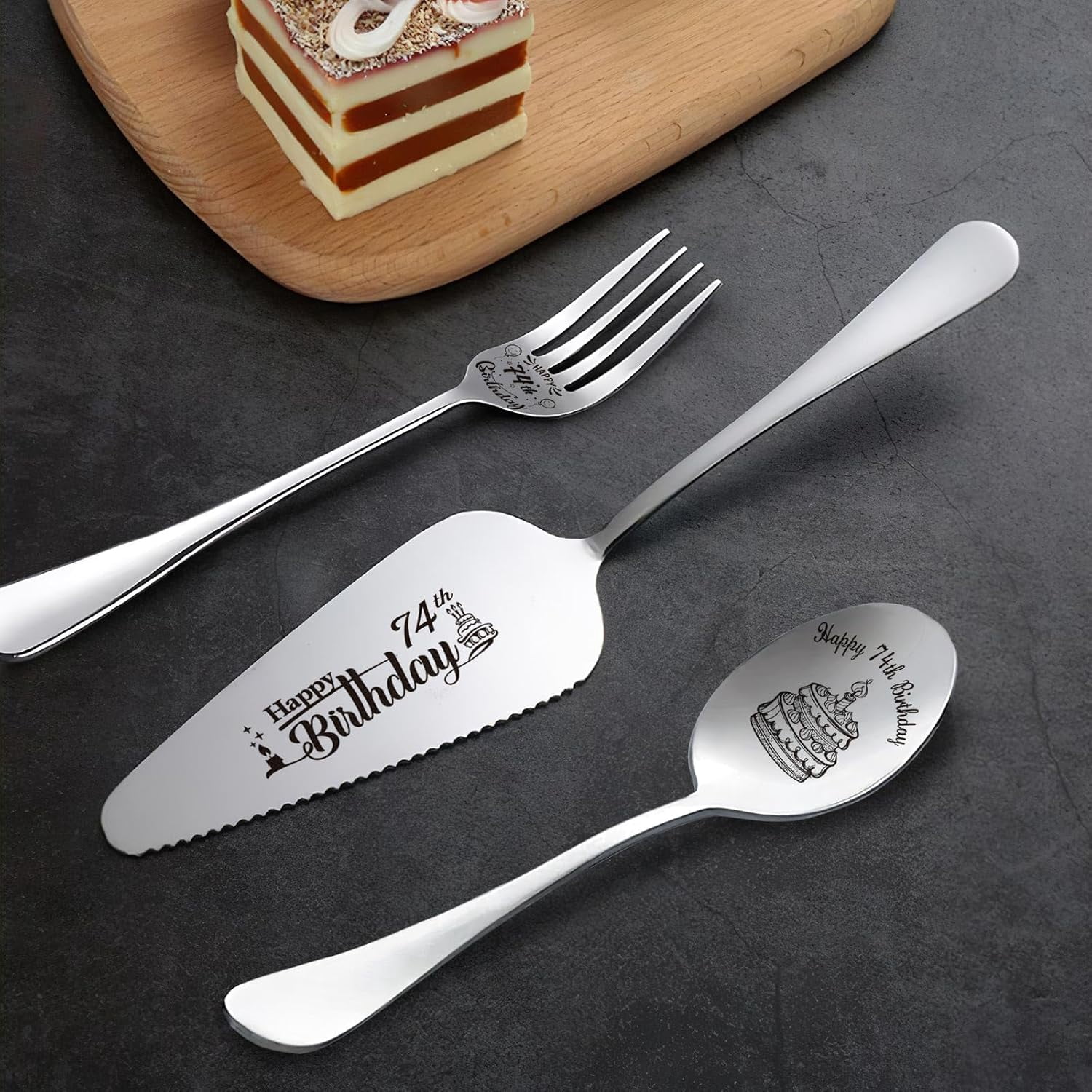 TRA-Happy 74th Birthday Personalized Laser-Engraved Stainless Steel ...