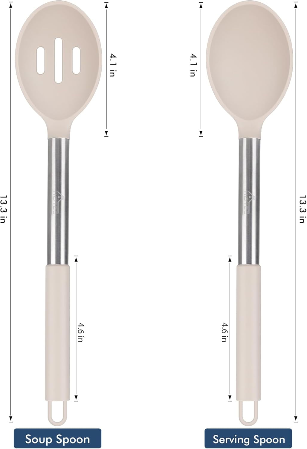 TRA-Heat Resistant Large Silicone Cooking Spoon, Solid Slotted Spoons ...