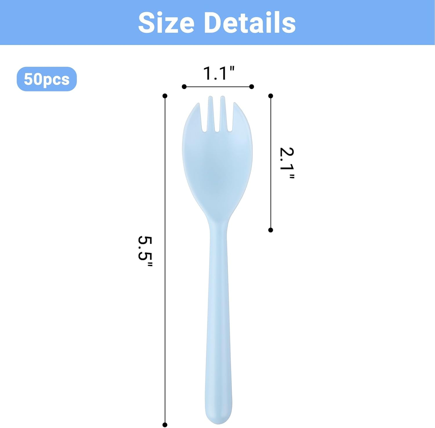TRA-Heavy Duty Disposable Sporks, 50pcs 5.5"x1.2" Plastic Sporks ...