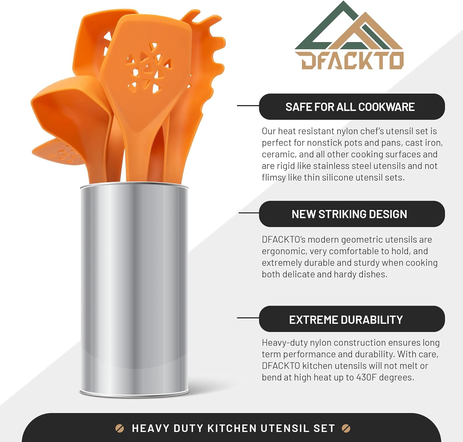 TRA-Heavy Duty Nylon Kitchen Utensils Set – 6-Piece High Heat Resistant ...