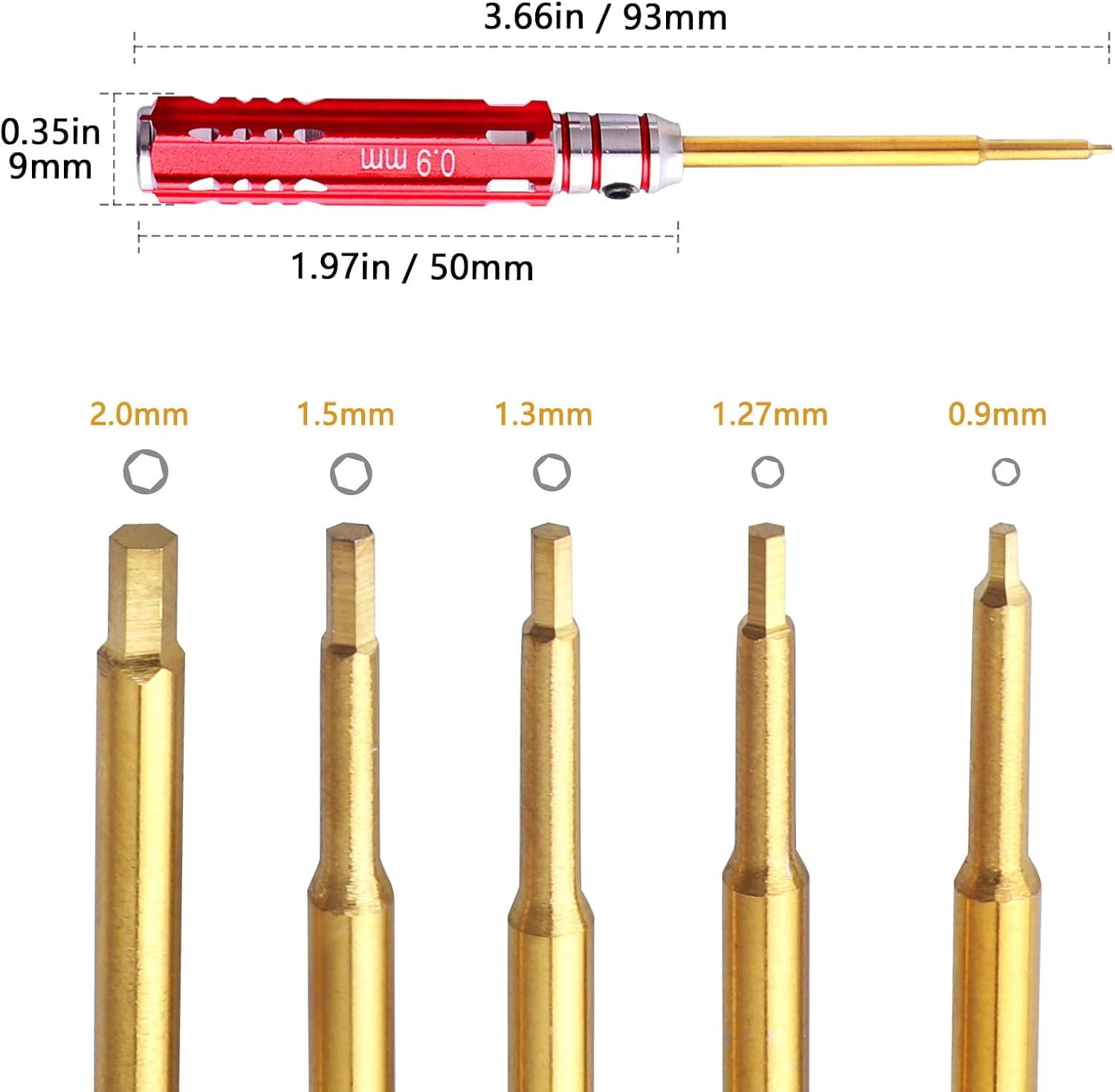 TRA-Hex Screw Driver Set Titanium Hexagon Screwdriver 0.9mm 1.27mm 1 ...