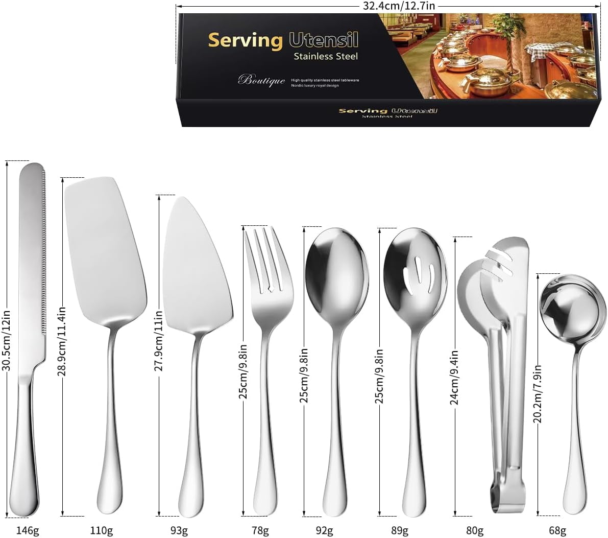 TRA-Home Serving Utensils Set Large, 8 Pcs Stainless Steel Serving ...