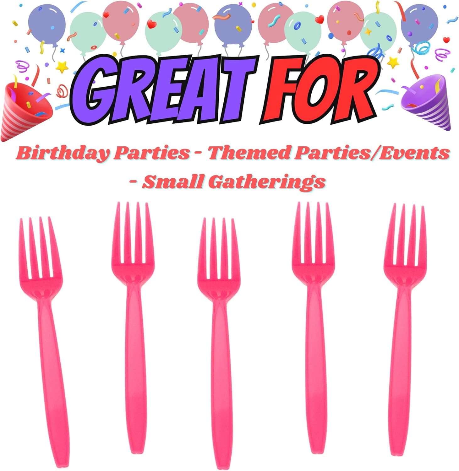 TRA-Hot Pink Plastic Forks (50 Pieces) - Hot Pink Forks for Parties ...