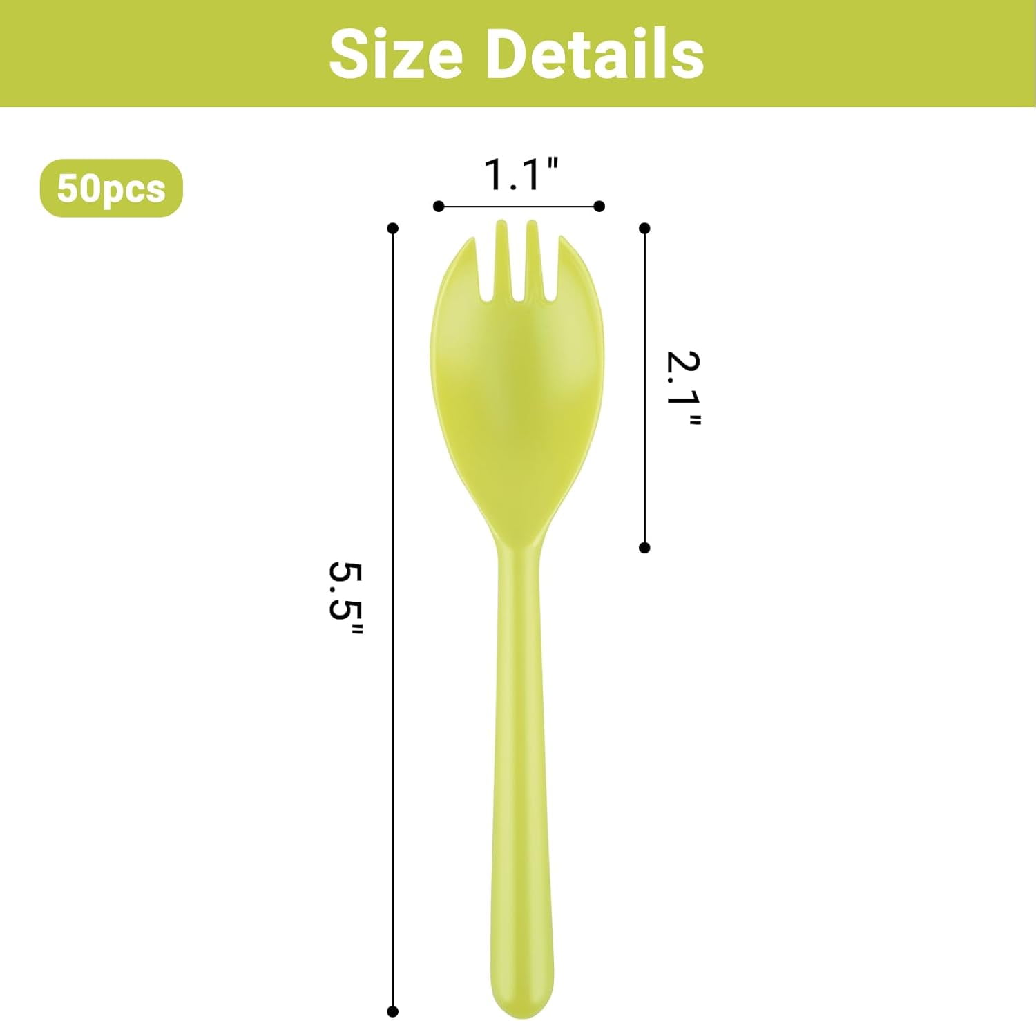 TRA-Individually Wrapped Disposable Sporks, 50pcs 5.5"x1.2" Plastic ...