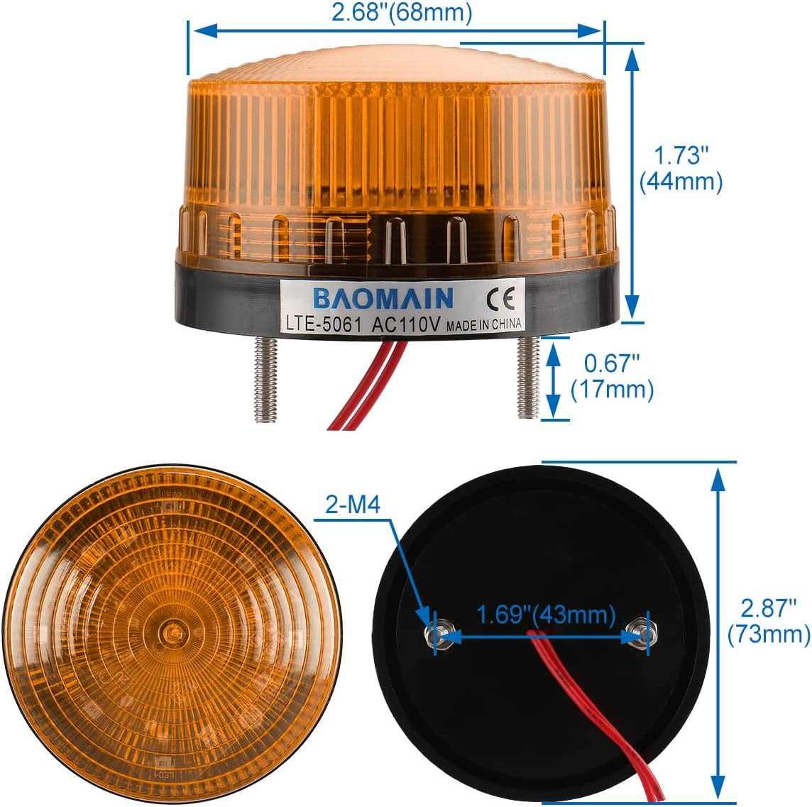 TRA-Industrial Signal Round Yellow Warning Light Strobe Warning lamp ...