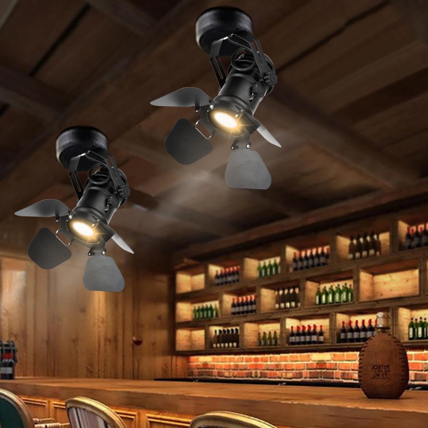 TRA-Industrial Vintage Ceiling Spotlight Lamp, Adjustable Black Wall ...