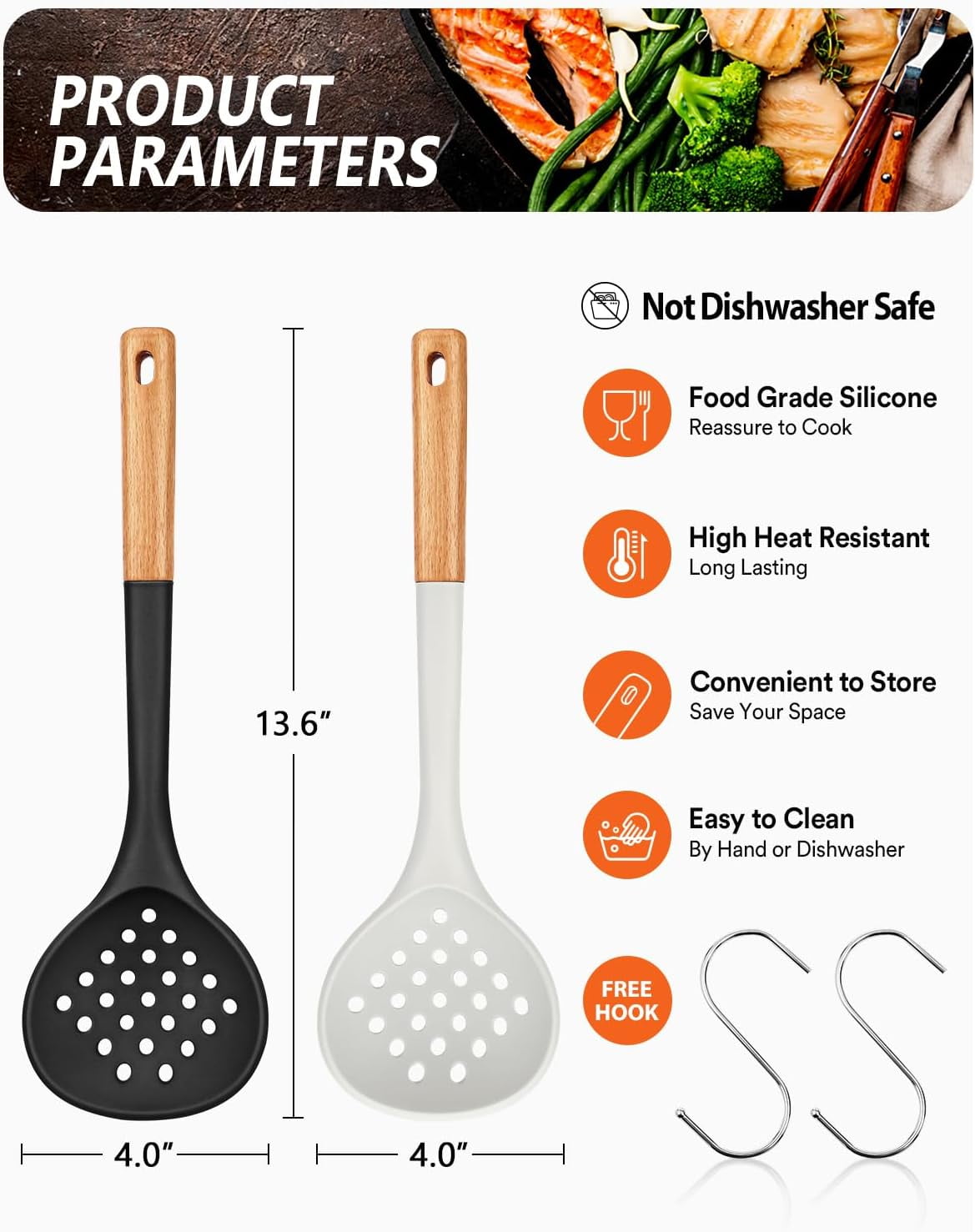 TRA-Kitchen Ladle Strainer, Large Slotted Spoon with High Heat ...