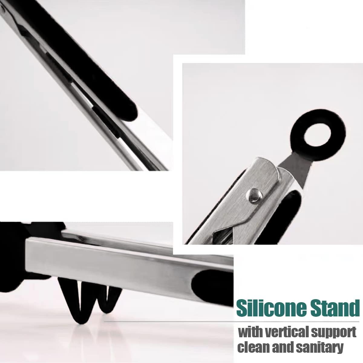 TRA-Kitchen Tongs, 9 Inch Tongs for Cooking with Silicone Tips, Food Grade Small Silicone Tong ...