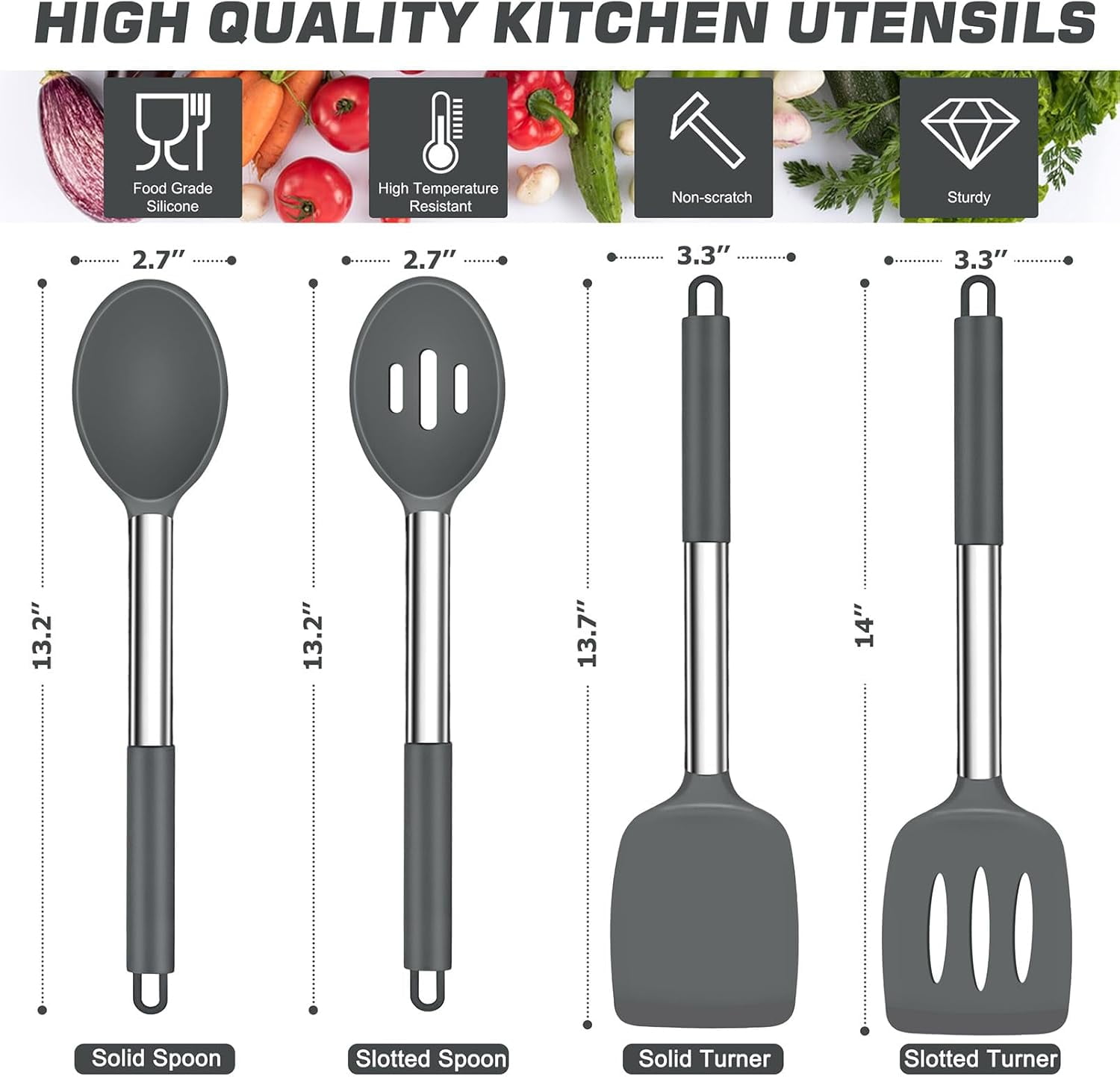 TRA-Kitchen Utensils, 4PCS Heat-proof Silicone Cooking Utensils Set ...