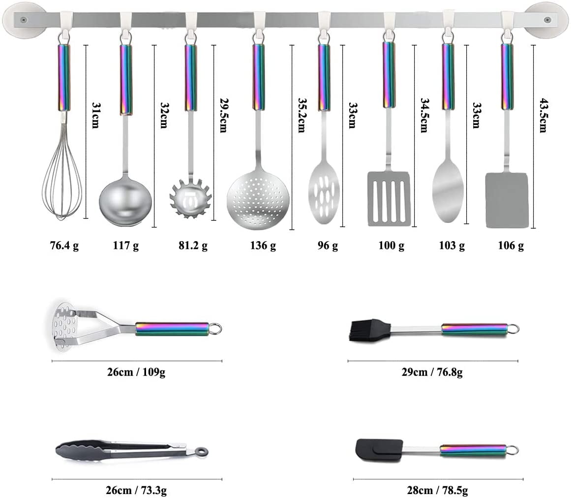 TRA-Kitchen Utensils Set, 12 Pieces Cooking Utensils Set With Rainbow ...