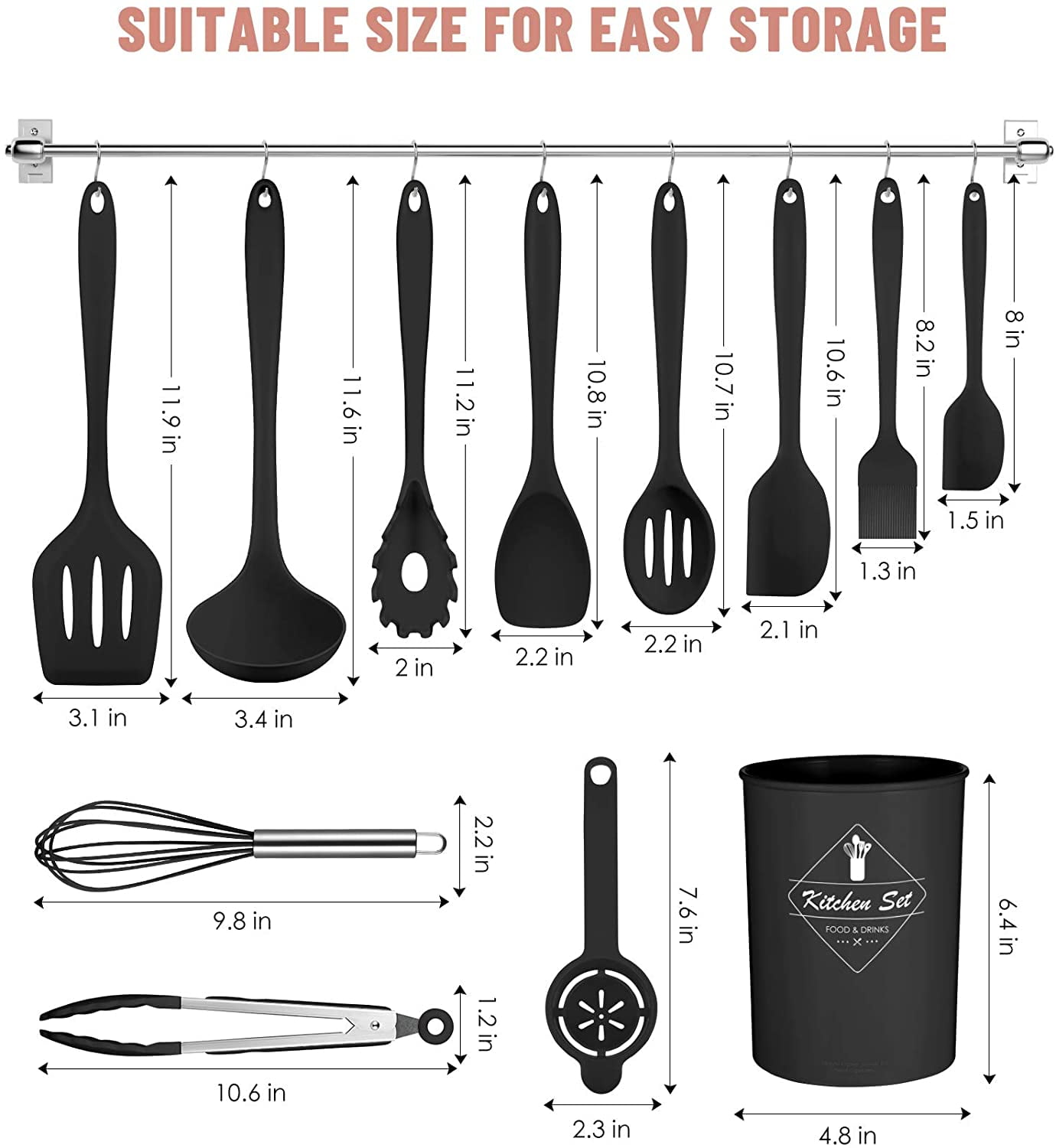 TRA-Kitchen Utensils Set-12 Pieces Silicone Cooking Utensils Set ...
