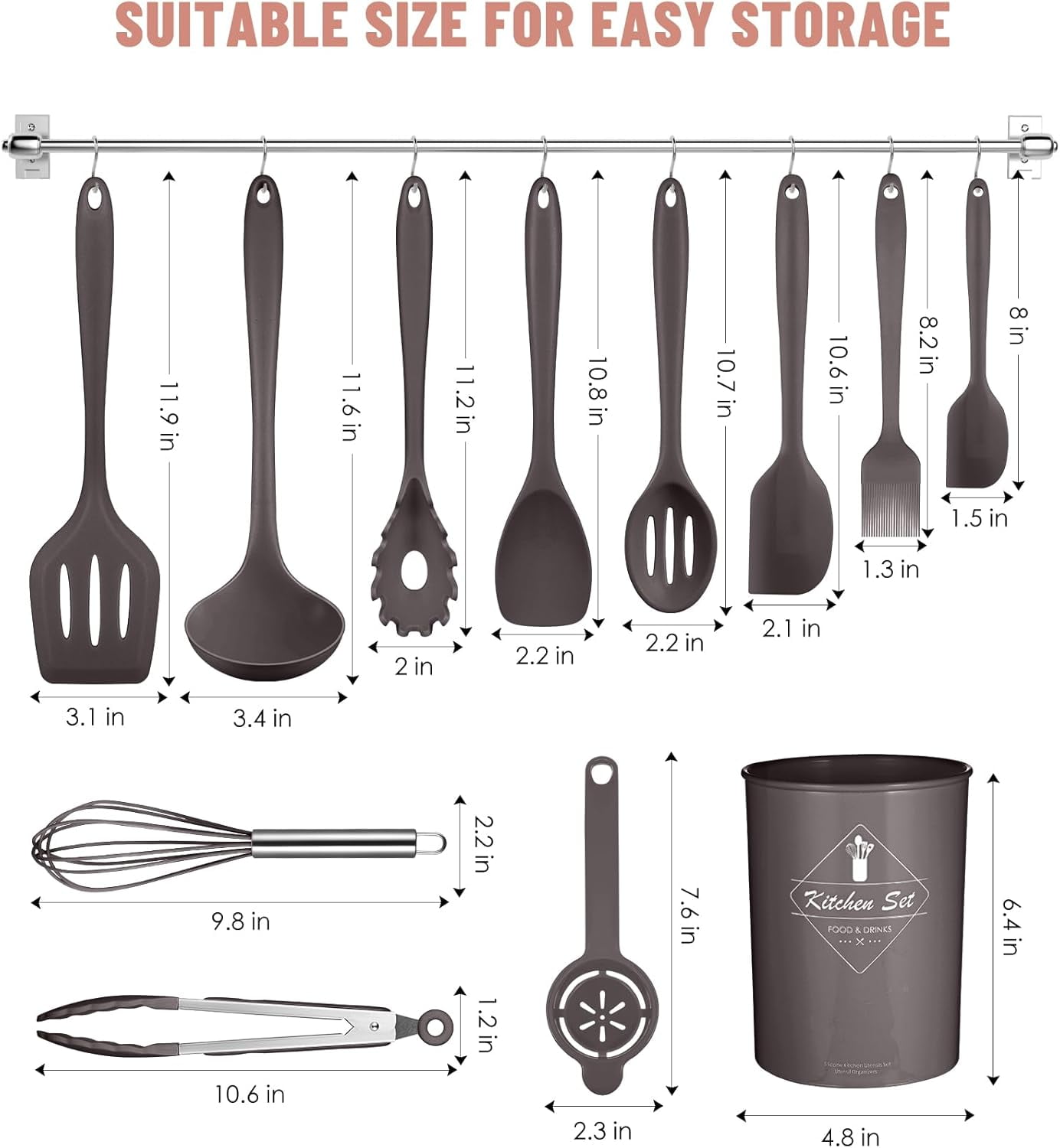 TRA-Kitchen Utensils Set-12 Pieces Silicone Cooking Utensils Set ...