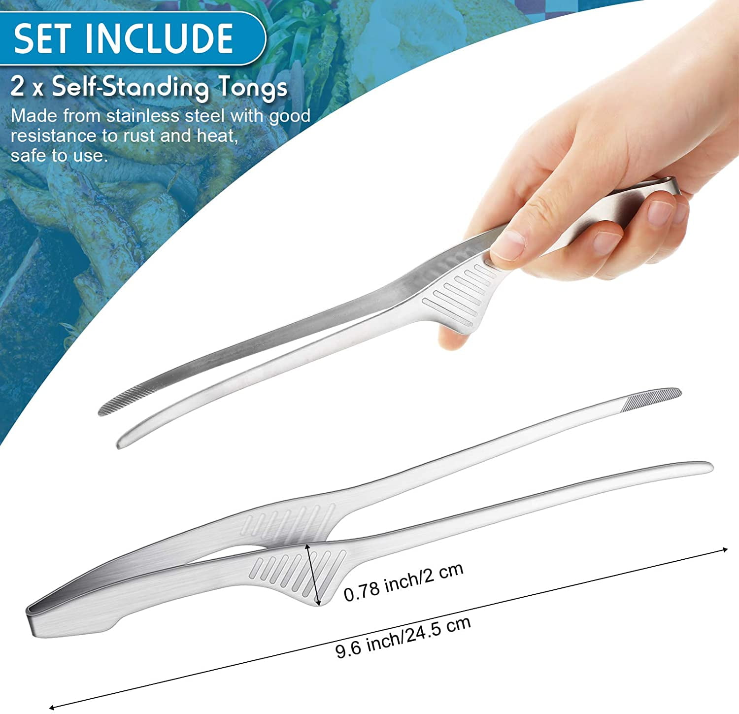 TRA-Korean and Japanese BBQ Tongs Non Slip Cooking Utensils Stainless ...