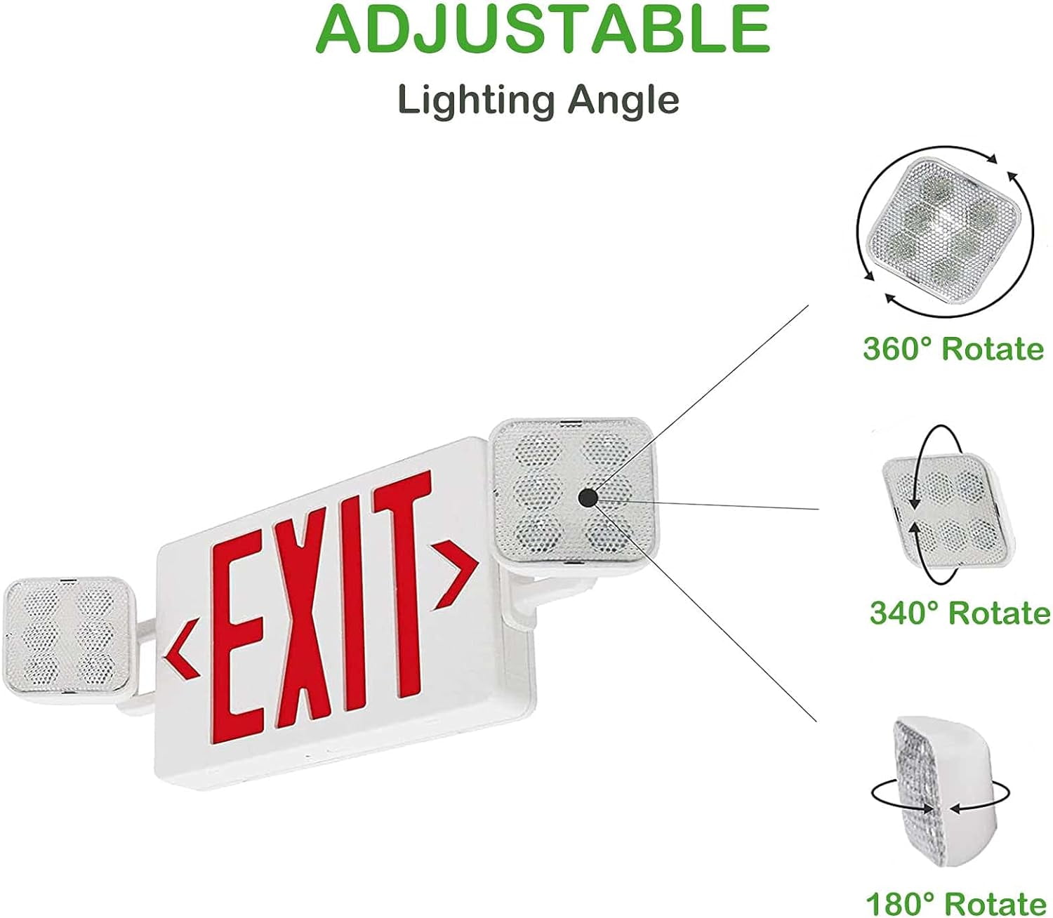 TRA-LED Combo Exit Sign Emergency Light, Double Sided with Two LED ...