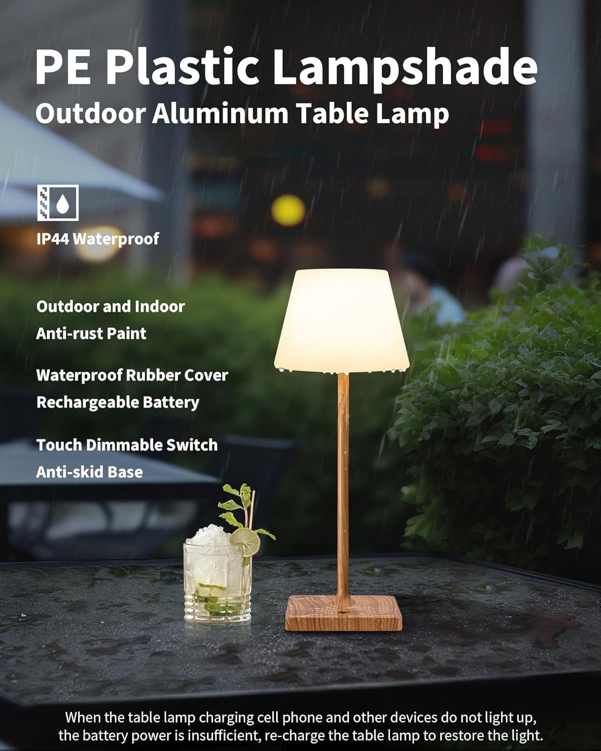 TRA-LED Cordless Table Lamp, 4000mAh Portable Rechargeable Battery ...