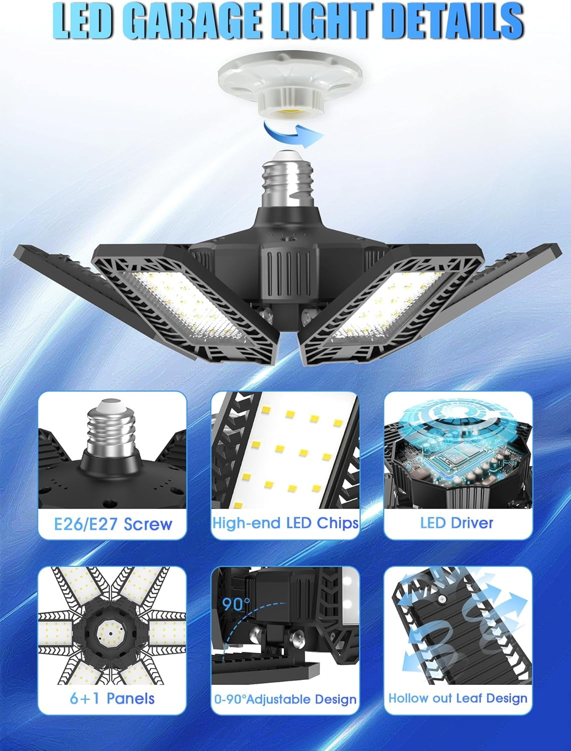 TRA-LED Garage Lights 2 Pack - 180W 18000LM Garage Lights Ceiling Led ...