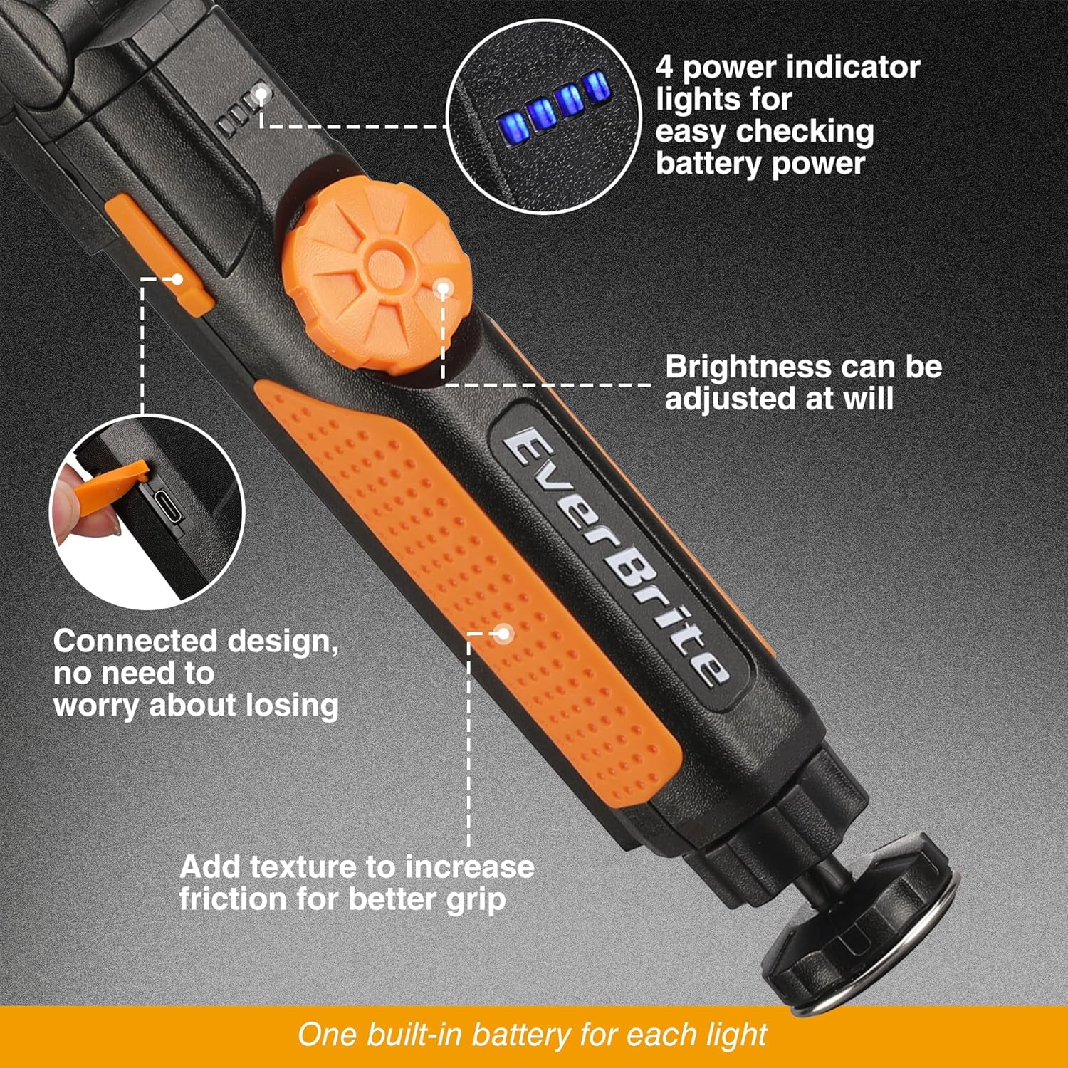 TRA-LED Rechargeable Work Light, 800LM COB Foldable Flashlight ...