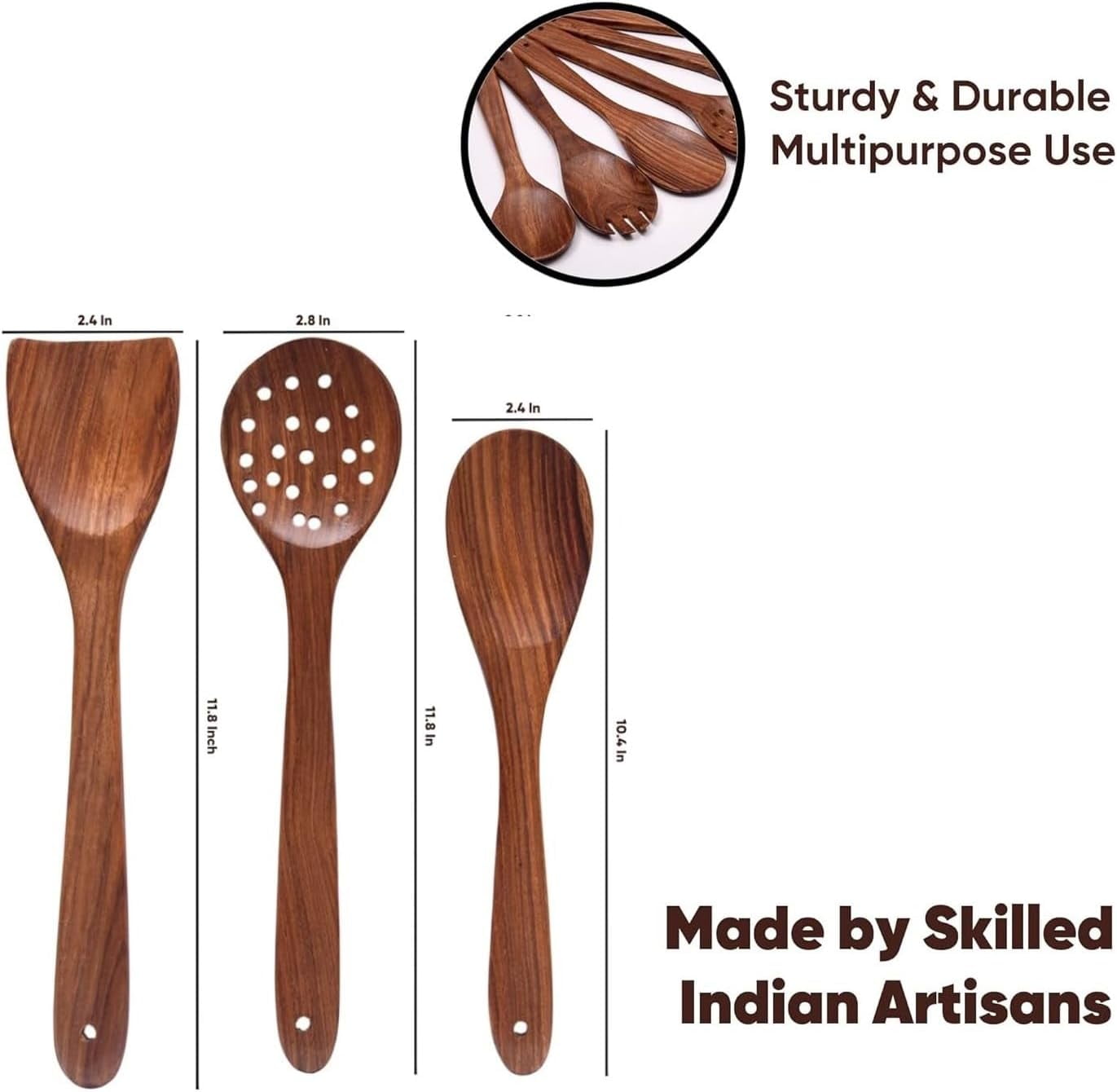 TRA-LUCENTKART Wooden Spatula Spoons Set for Cooking & Serving | Teak ...