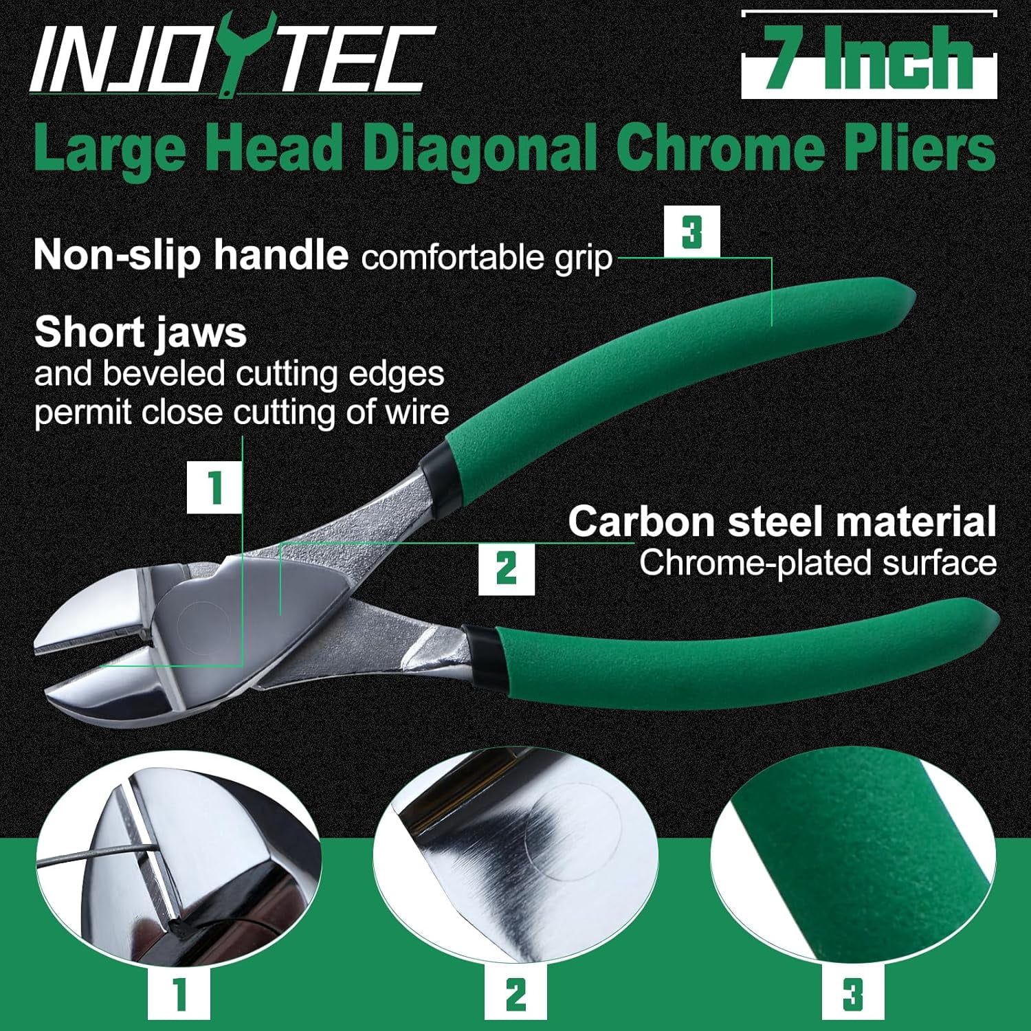 TRA-Large Head Diagonal Chrome Pliers 7-Inch Diagonal Cutting Multi ...