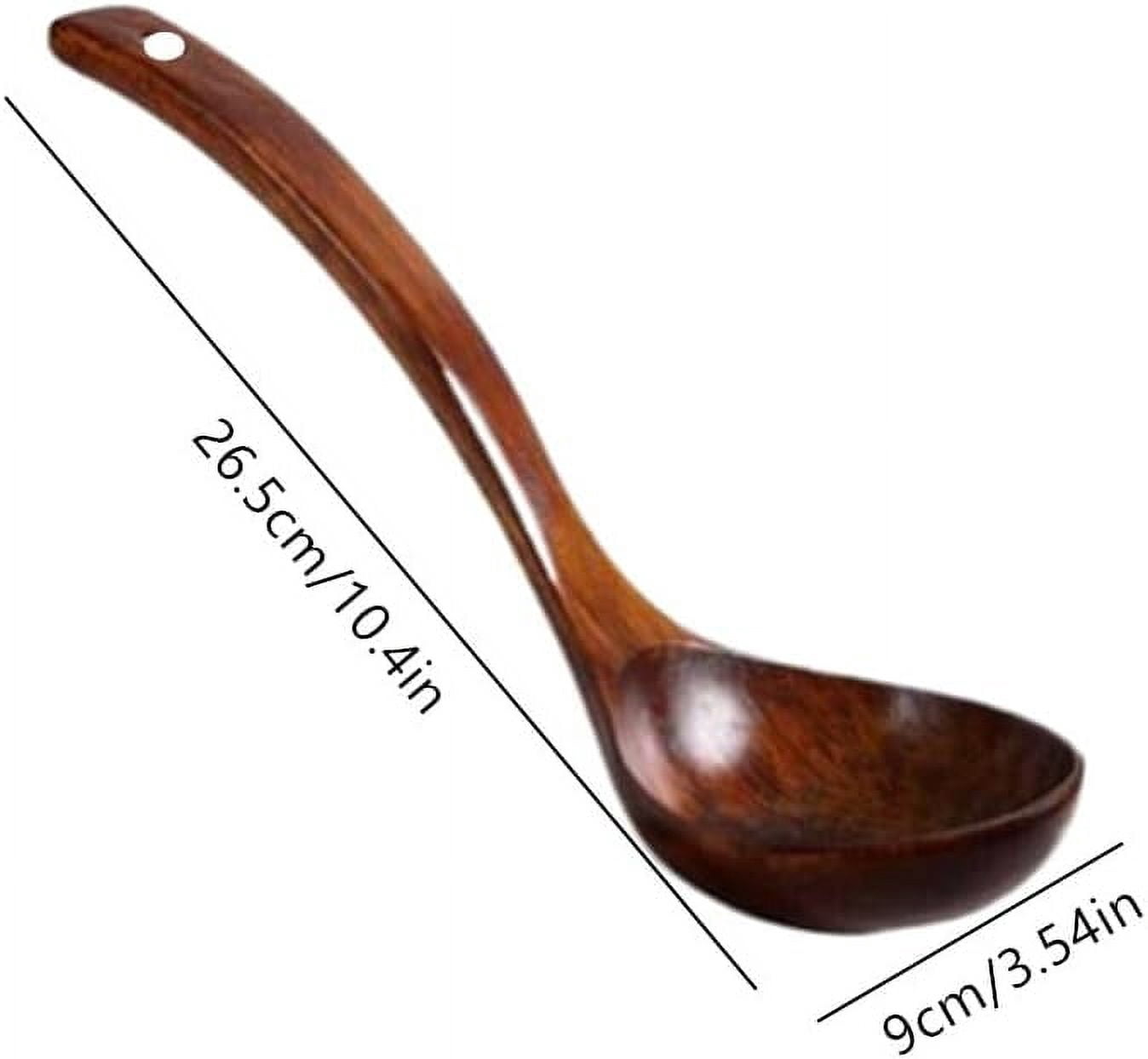 TRA-Large Wooden Soup Ladle Spoon with Long Handle, Big Teak Wood ...