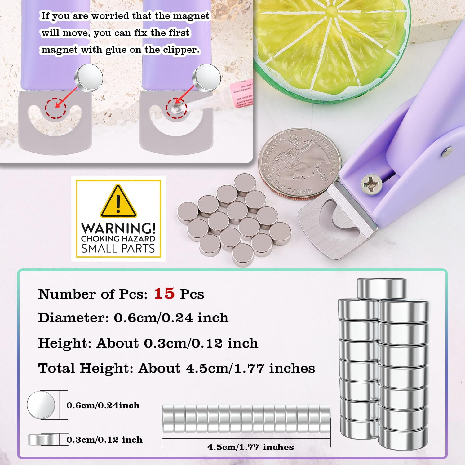 TRA-Light Purple Nail Clippers with Magnets Sizers for Acrylic Nails ...