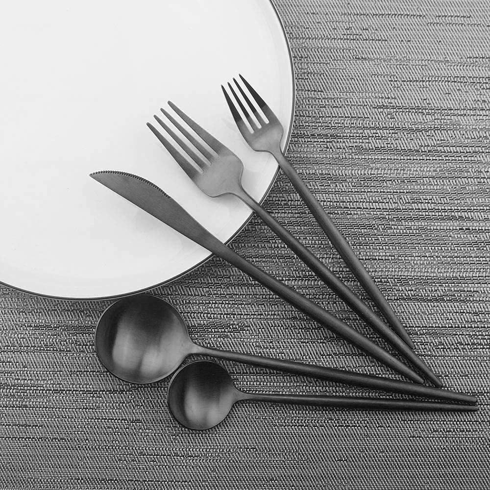 TRA-Luxury Black Flatware, Silverware Sets, 6-pieces Elegant Cute 18/10 ...