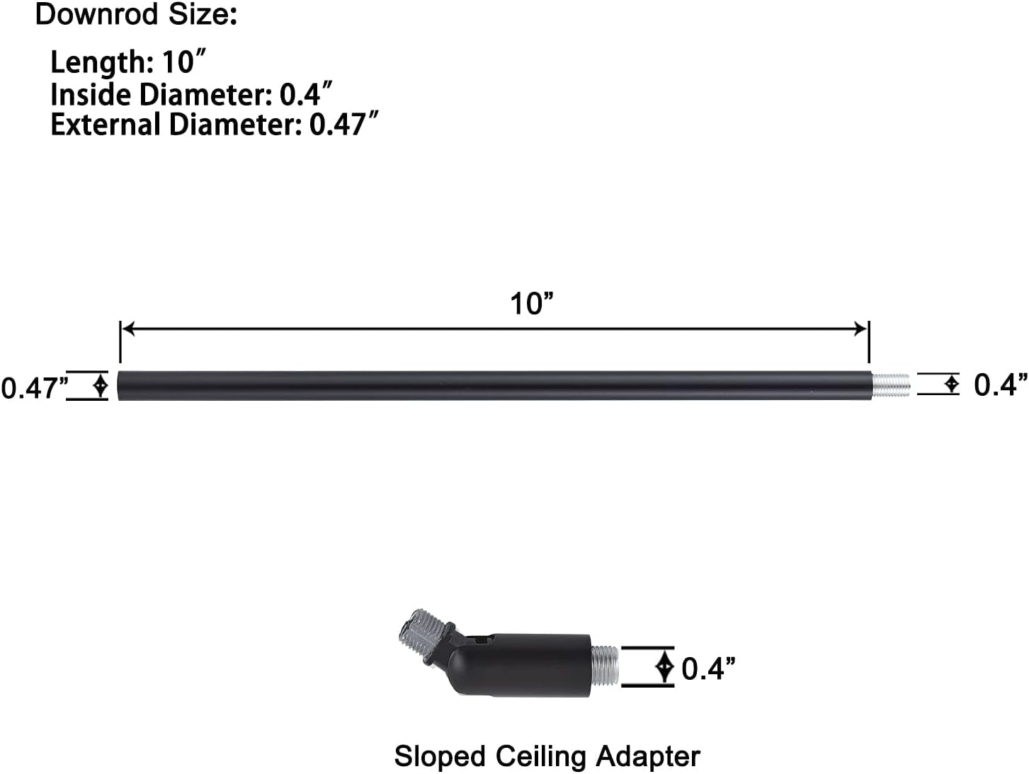 TRA-M10 Threaded Extension Rod with Sloped Ceiling Adapter Kits for ...