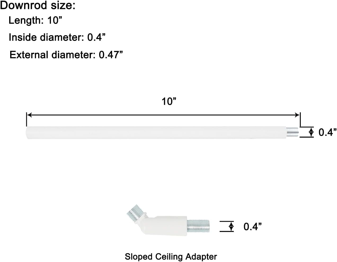 TRA-M10 Threaded Extension Rod with Sloped Ceiling Adapter Kits for ...