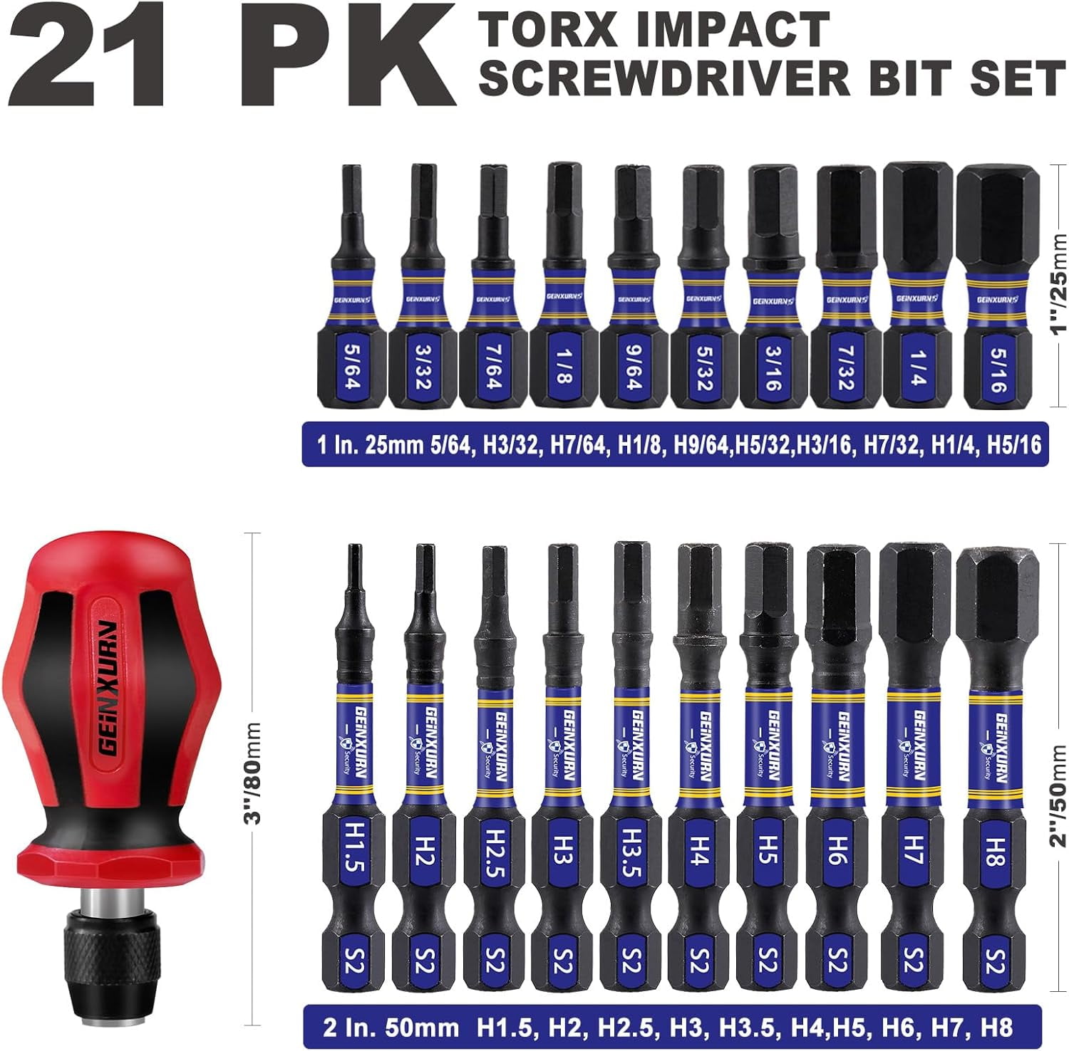 TRA-Magnetic Changeable Head Manual Screwdriver Set Include Quick Change Mini Screwdriver and ...