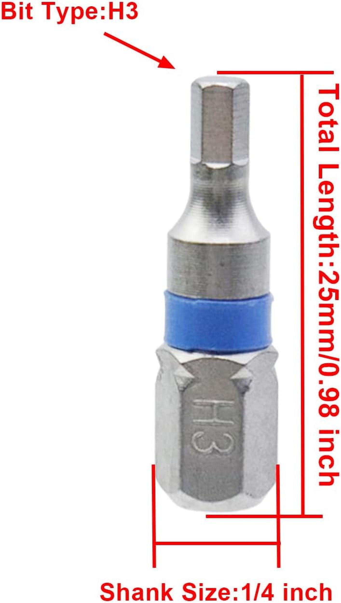 TRA-Magnetic Screwdriver Bit 0.98"/25mm Long 1/4" Hex Shank H3 Security ...
