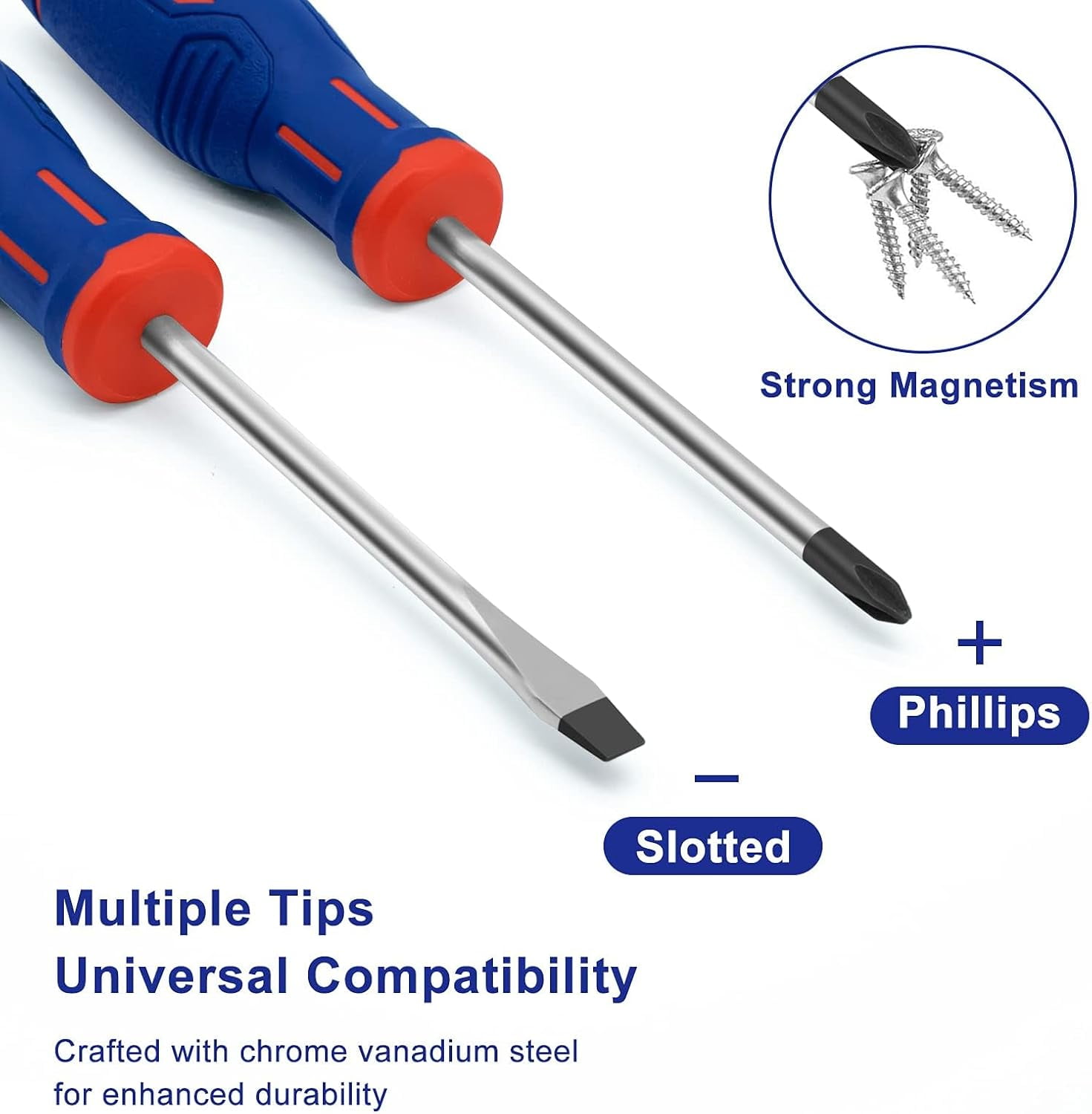 TRA-Magnetic Screwdriver Set, 8 Pcs Phillips Head Screwdriver and Flat ...