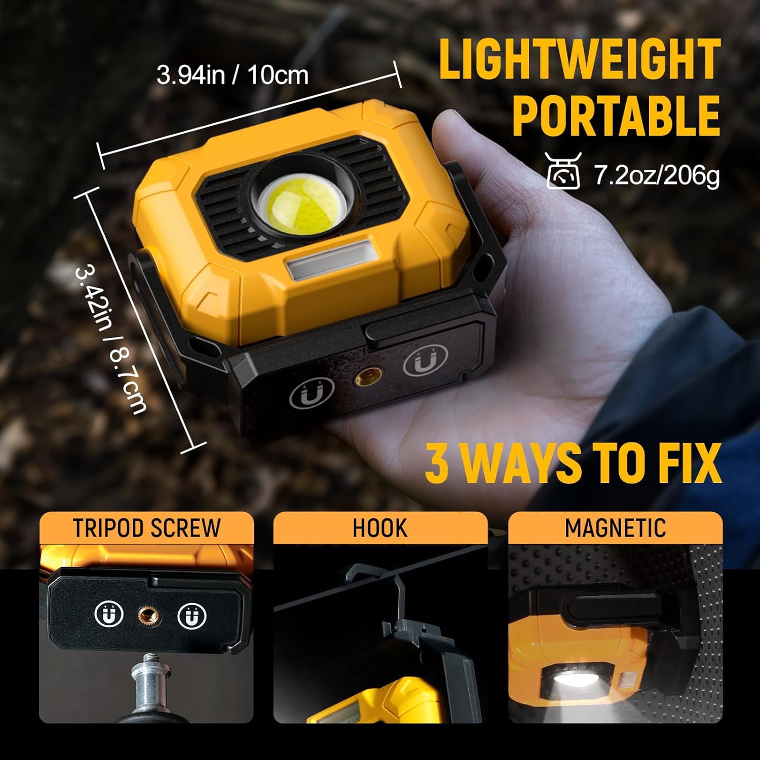 TRA-Magnetic Work Light Rechargeable, 1500LM LED Work Light, 360 ...