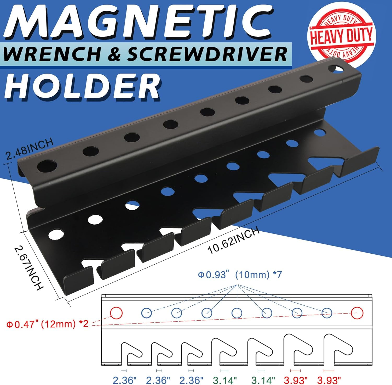 TRA-Magnetic Wrench Holder,Heavy Duty Magnetic Tool Holder,Wrench Screwdriver Shear Organizer ...