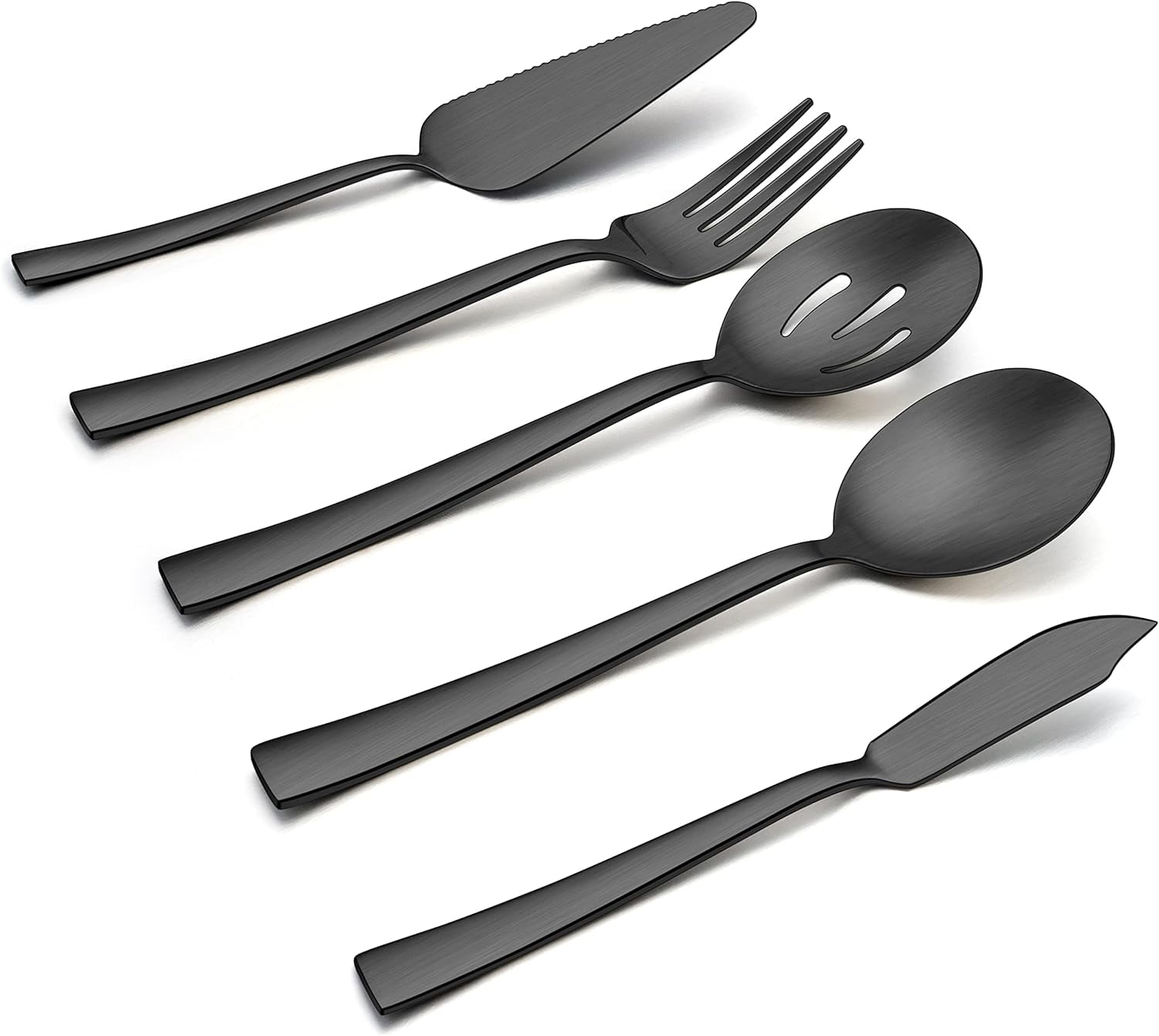 TRA-Matte Black Serving Utensil Set of 5, Metal Catering Set, Stainless ...