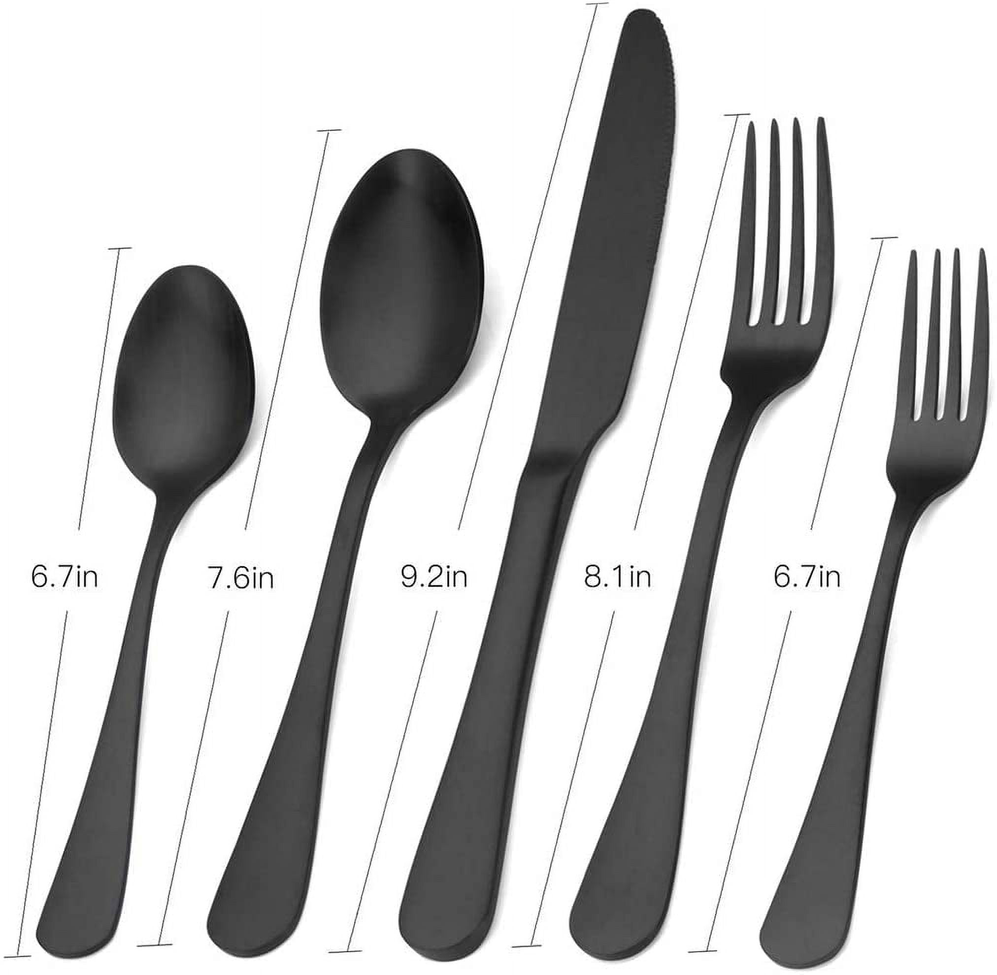 TRA-Matte Black Silverware Set, Satin Finish 20-Piece Stainless Steel ...
