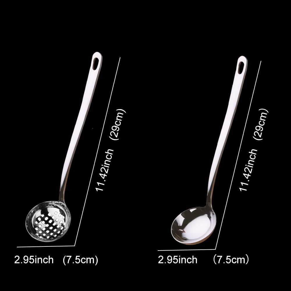 TRA-Metal Soup Ladle,18/8 Stainless Steel Ladle Spoon And Strainer ...