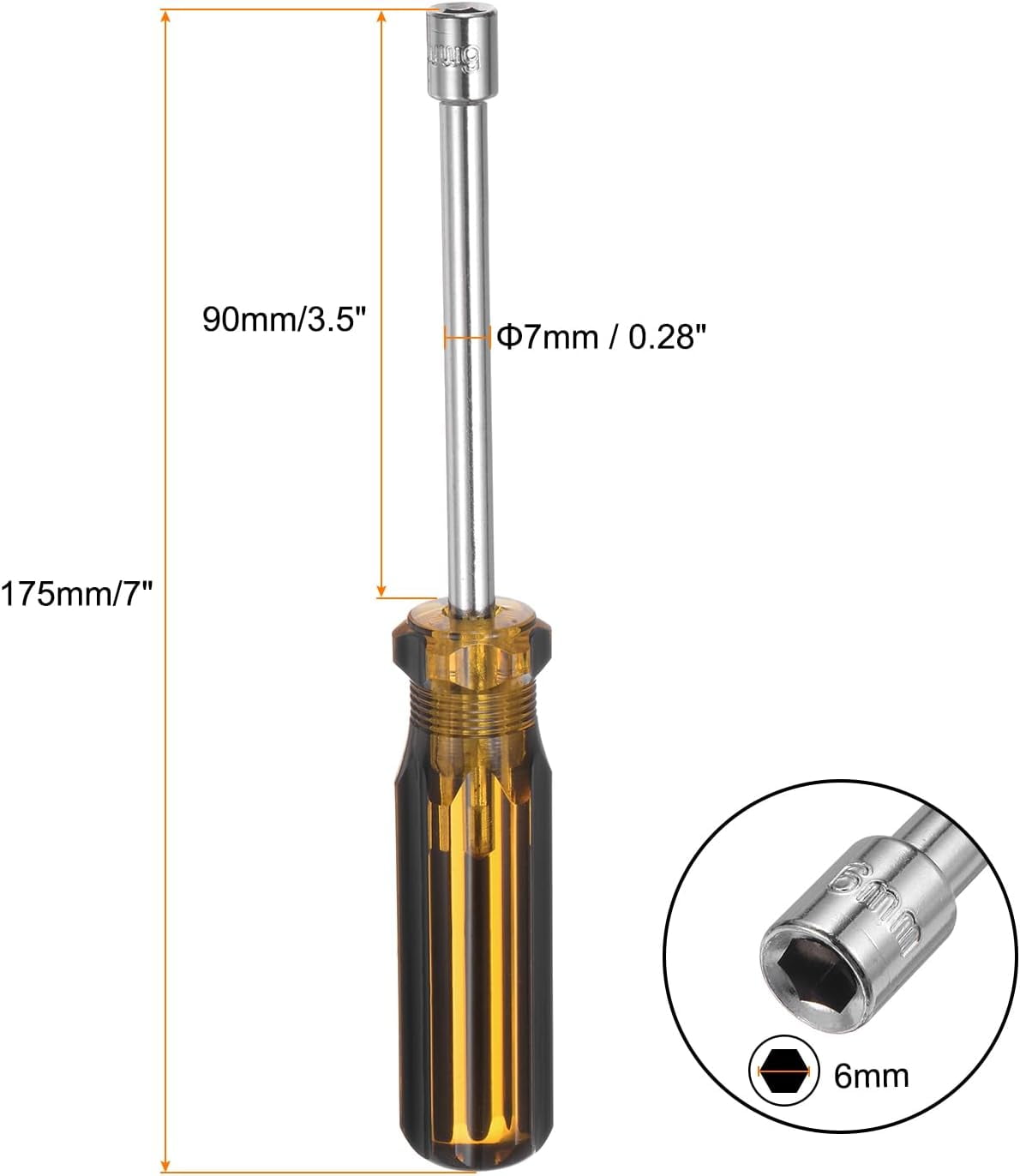 TRA-Metric Hex Nut Screwdriver 6mm Carbon Steel Ergonomic PVC Grip Non ...