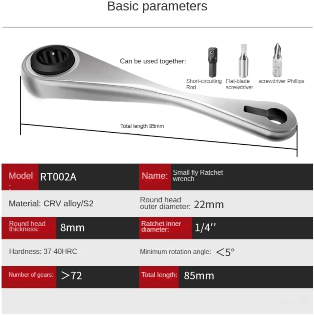 TRA-Mini 1/4 Inch Ratchet Drive 72-Tooth Reversible Ratchet,Quick-Release Socket Ratchet Wrench ...