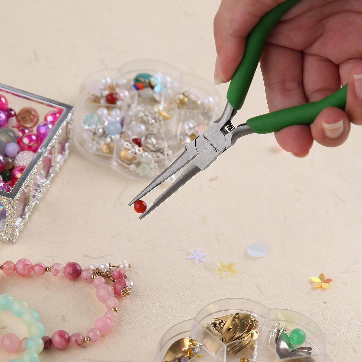 TRA-Mini Needle Nose Pliers Thin Serrated Jaw 4-1/2 Inches Small Long ...