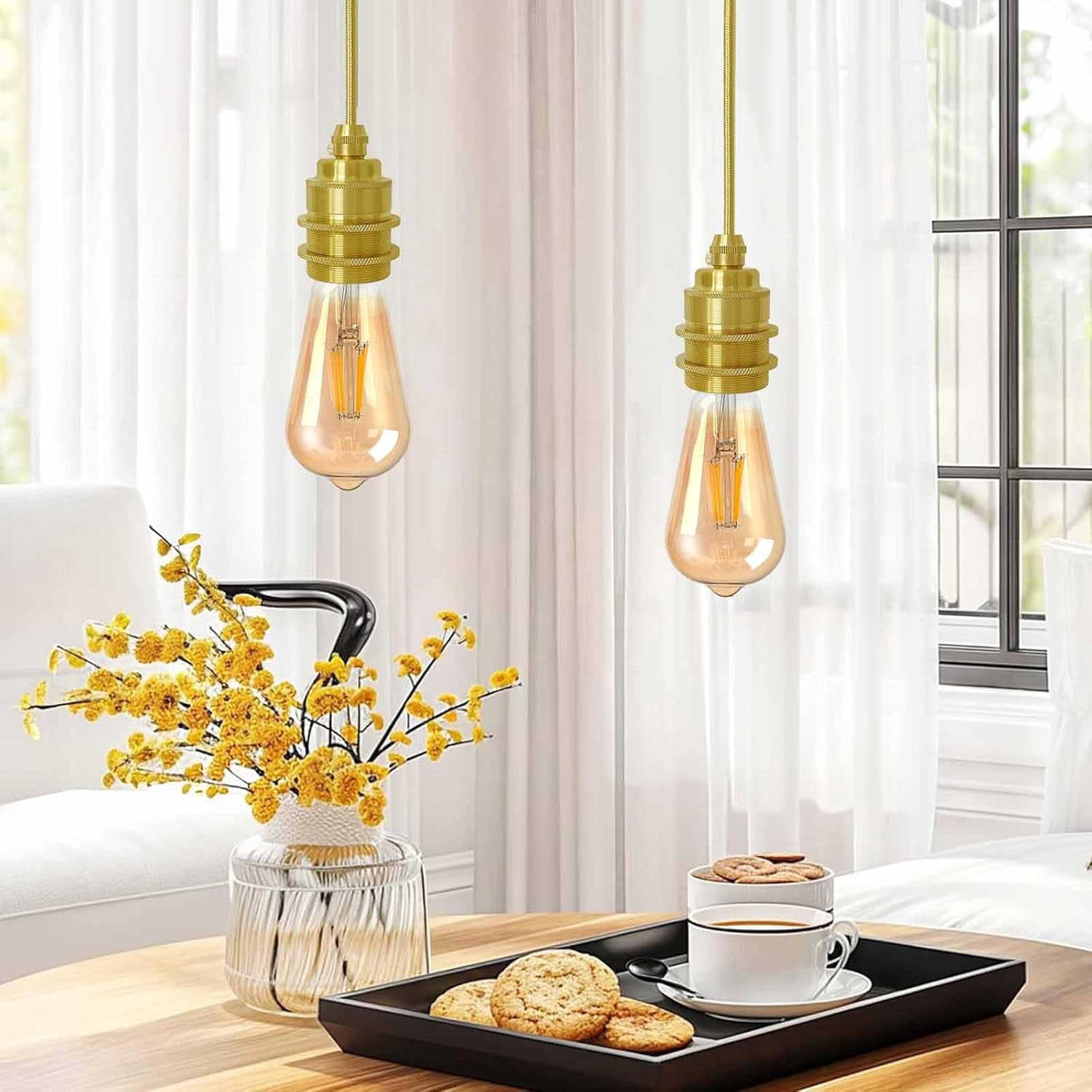 TRA-Mini Pendant Light Cord Kit, Industrial Retro Gold Pendant Light, 3 ...